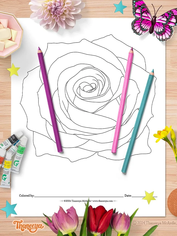coloring pages for a single rose