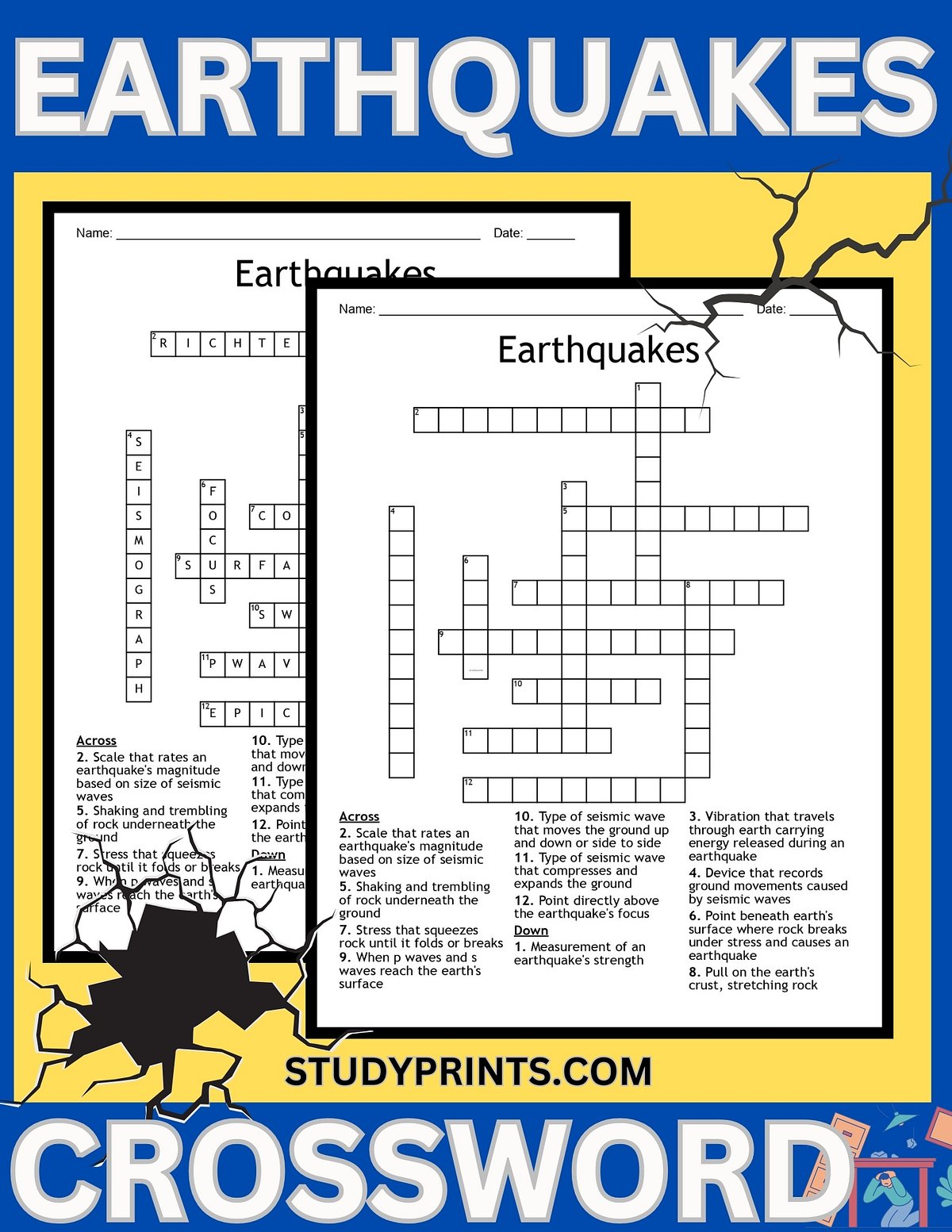 Earthquakes Crossword Puzzle | Study Prints