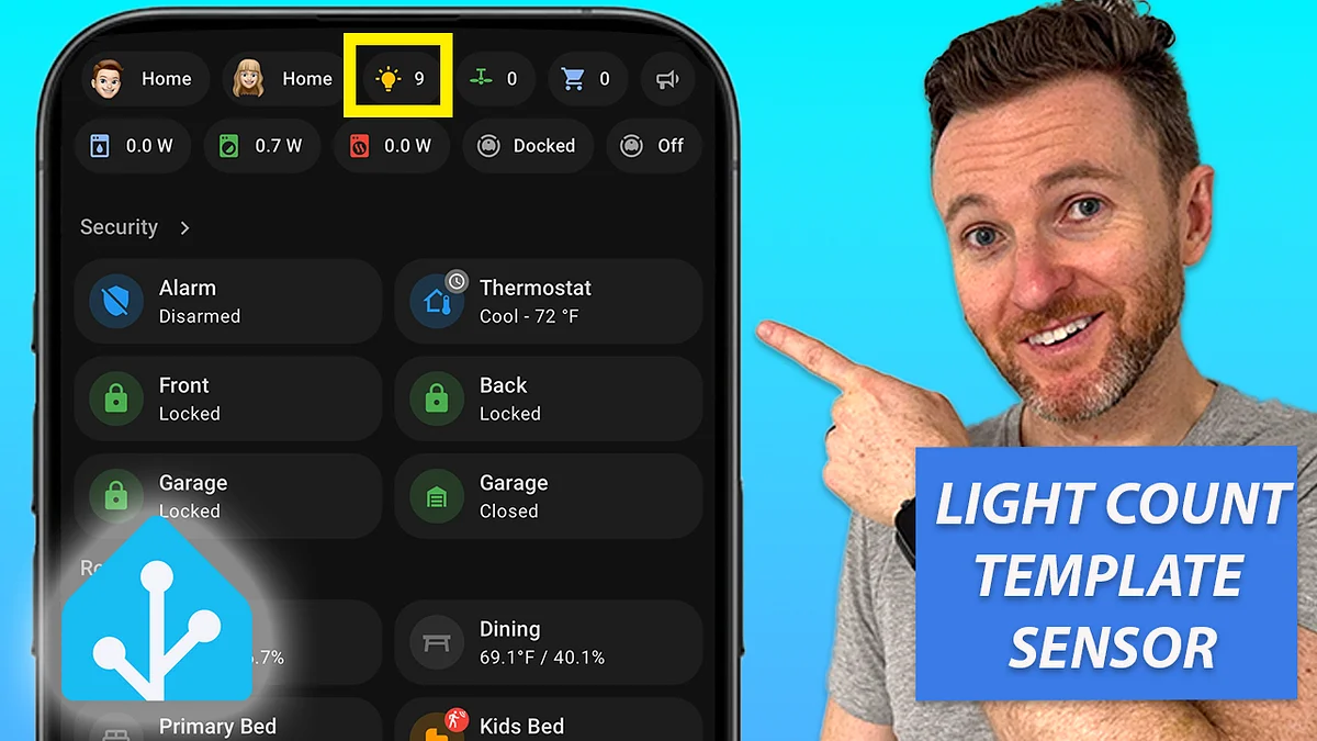 Dashboard Light Count Template Sensor YAML Code | Michael Leen