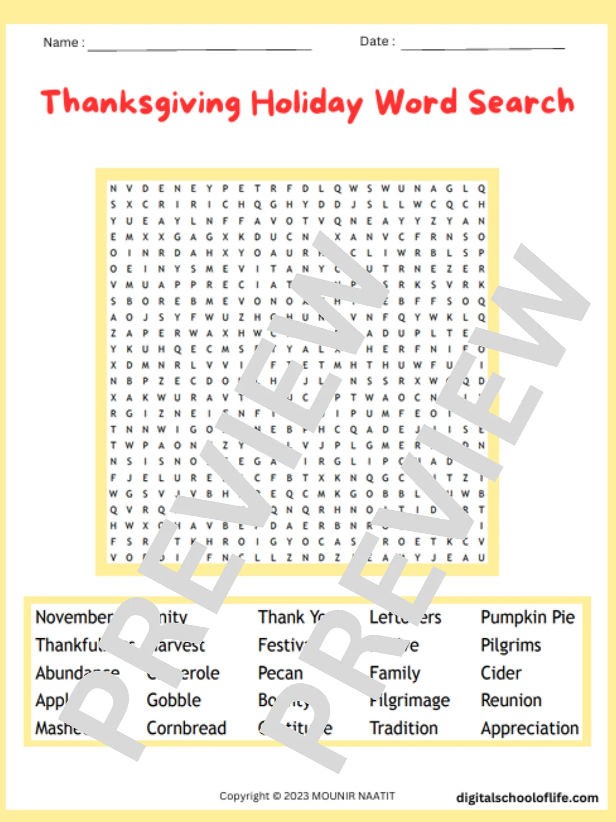 Thanksgiving Holiday Word Search, Thanksgiving Word Search Puzzle, Free ...