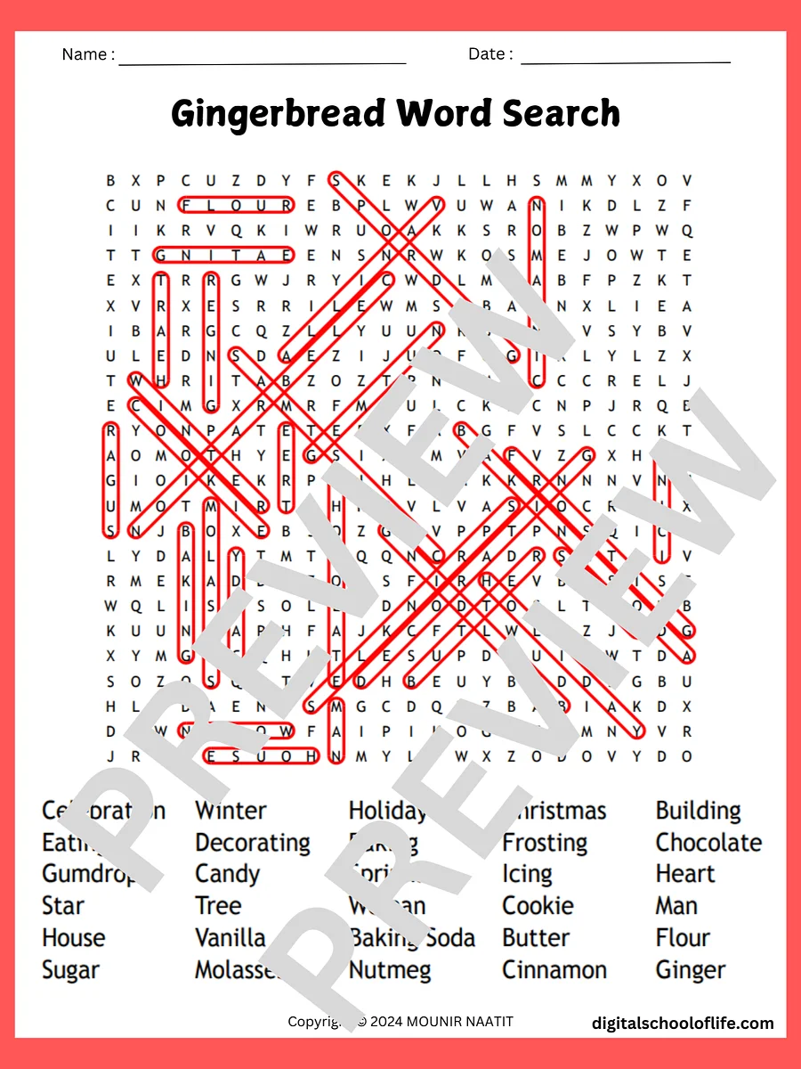 Gingerbread Word Search Puzzle – Festive Holiday Fun for Kids ...