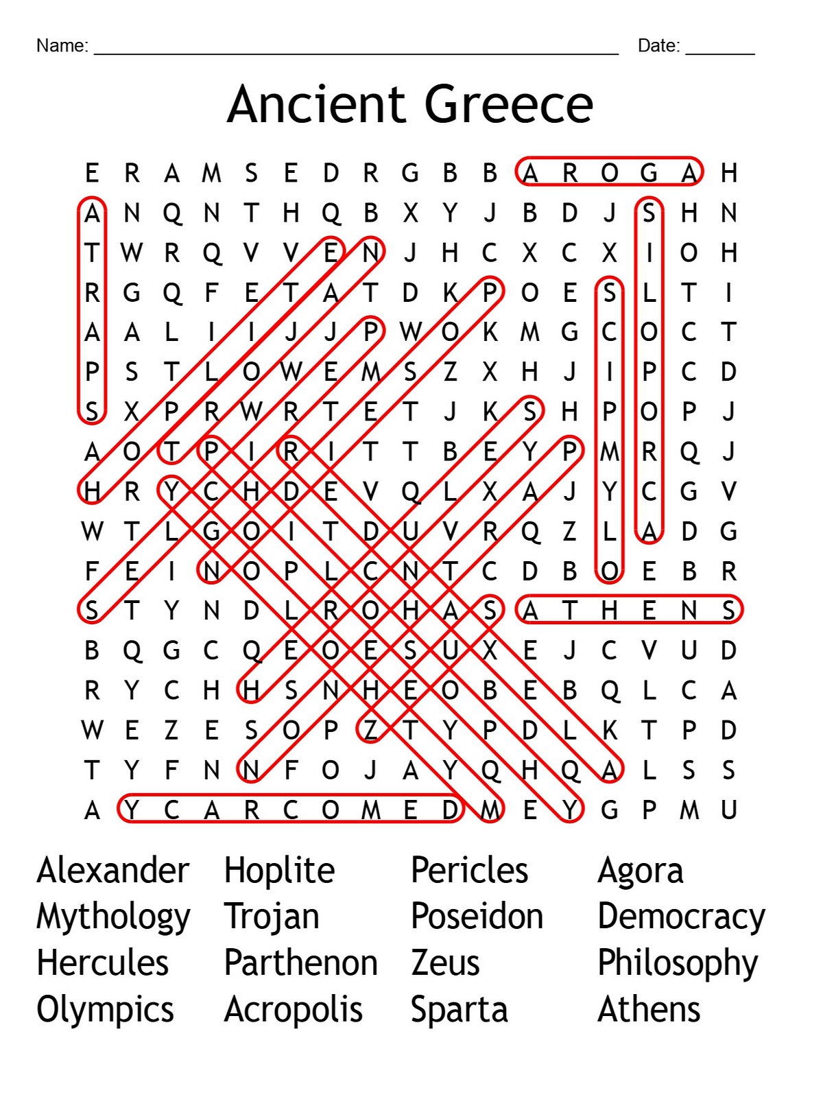 Printable Ancient Greece Word Search | Learn Prints - The Learning ...