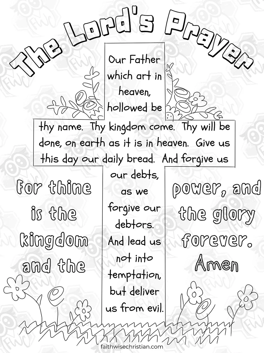 coloring pages glory be prayer