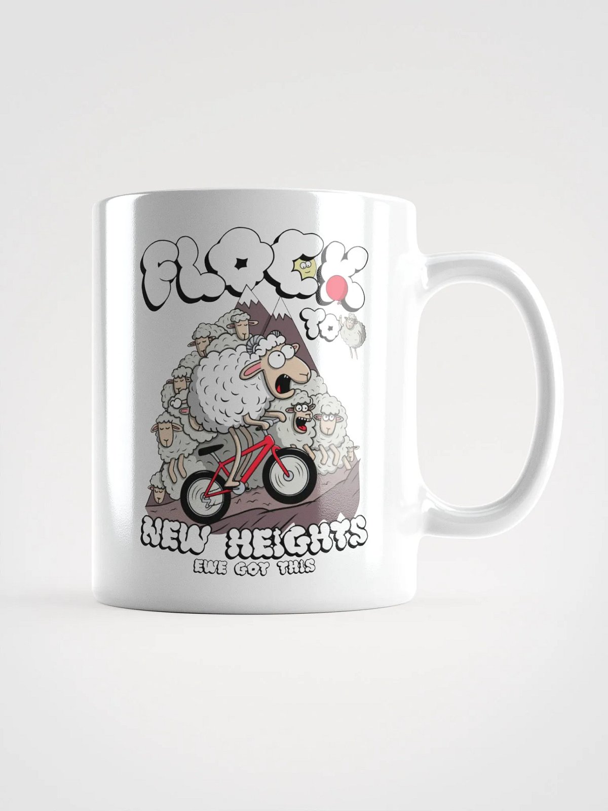 Flock to New Heights - Mug Cute Sheep Bike Design | myartindcloud