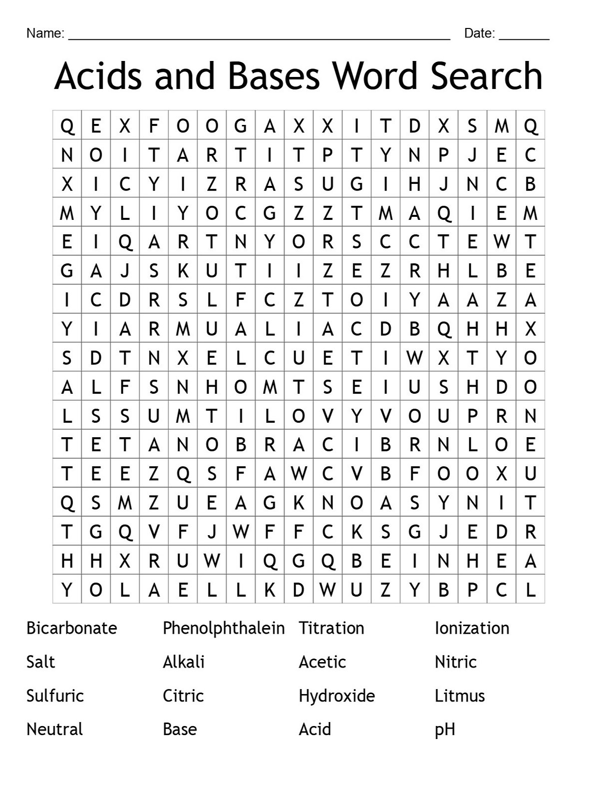 Acids and Bases Word Search: Explore 16 Key Chemistry Terms! | Learn ...
