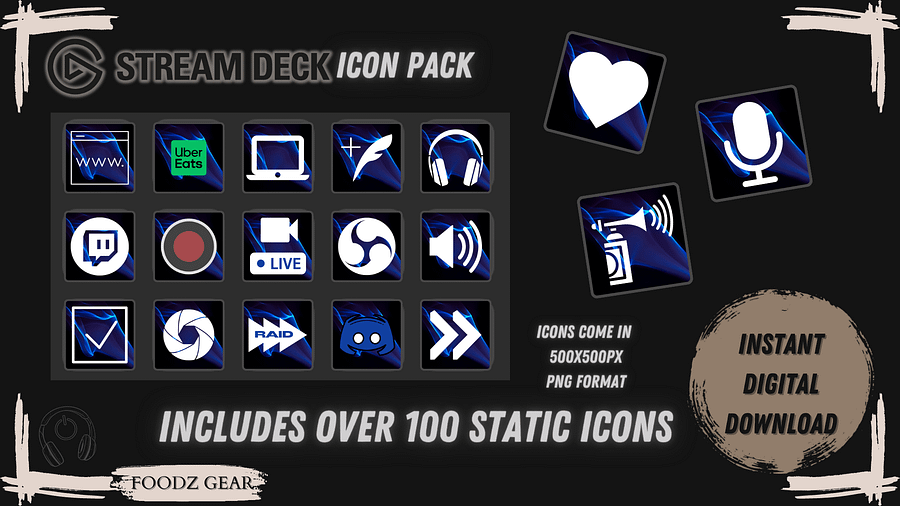 FoodzGear - Blue Smoke Elgato Stream Deck Icon Set