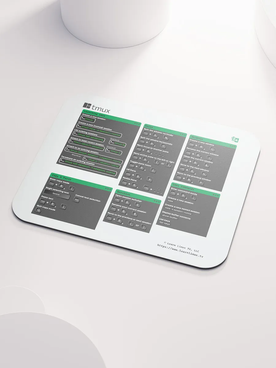 tmux Mouse Pad with Cheat Sheet (Color Variation) | Learn Linux TV tmux Mouse Pad with Cheat Sheet (Color Variation) | Learn Linux TV