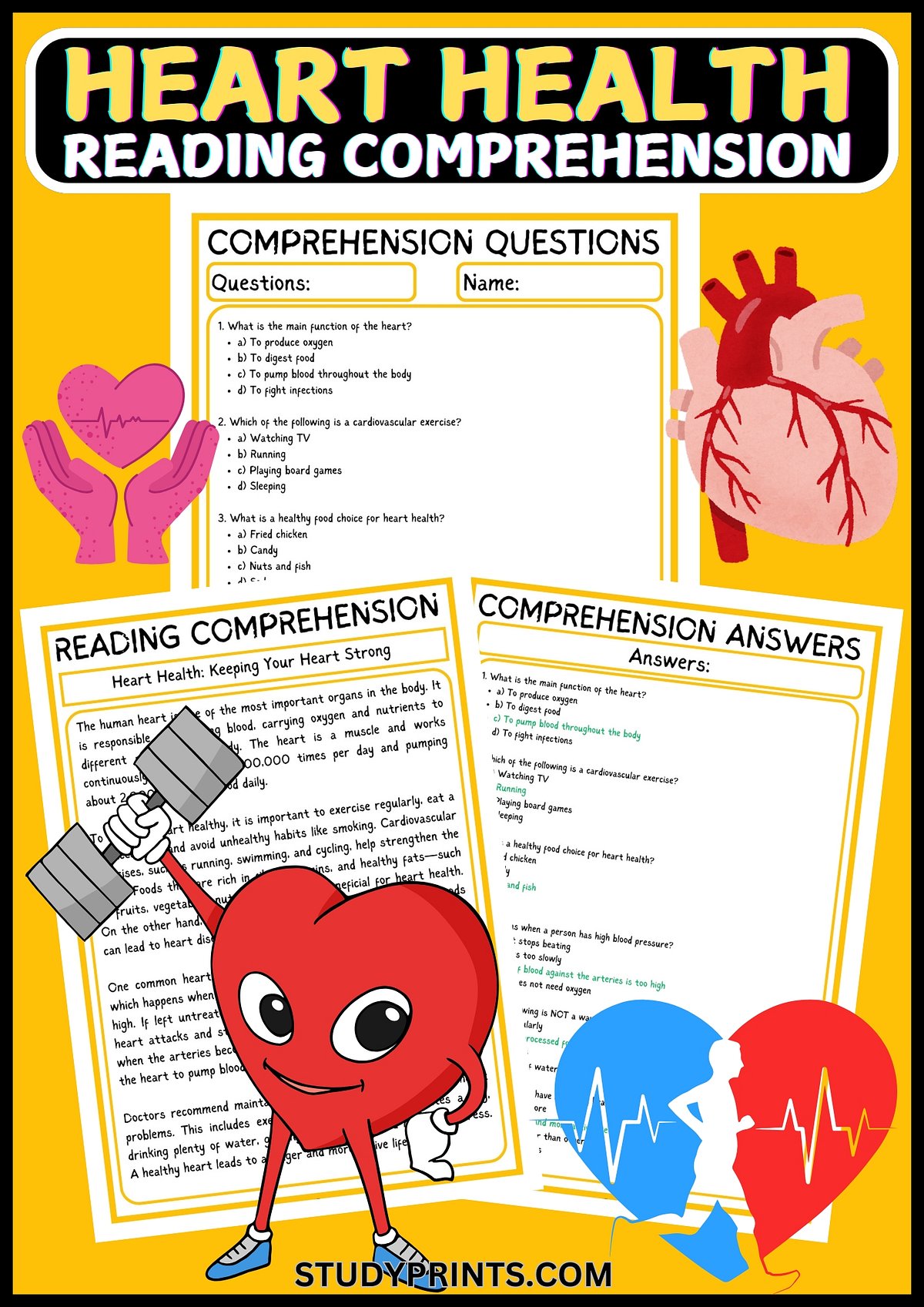 Heart Health Reading Comprehension PDF | Study Prints