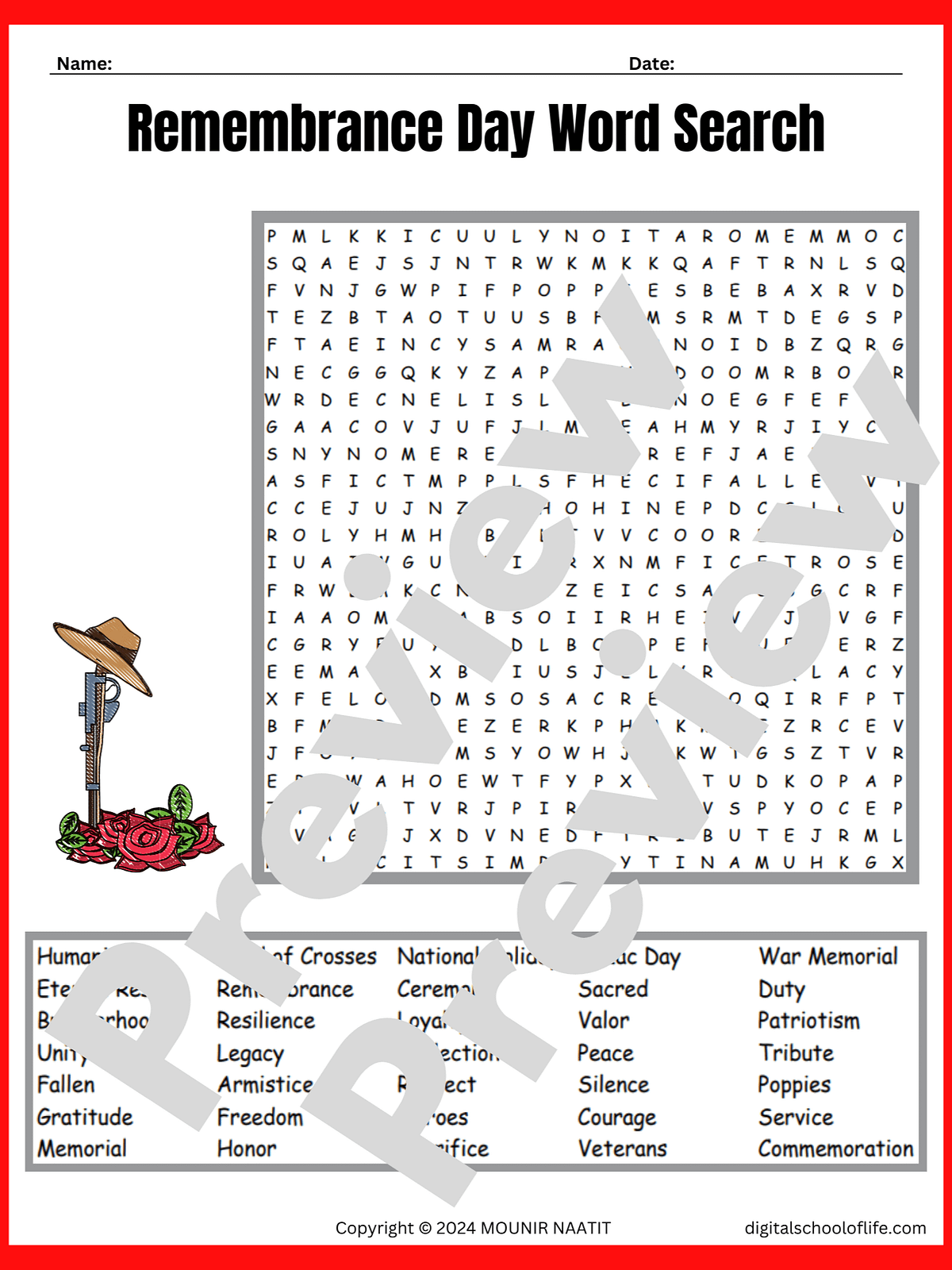 Remembrance Day Word Search, Remembrance Day Words Puzzle, Holiday Game ...