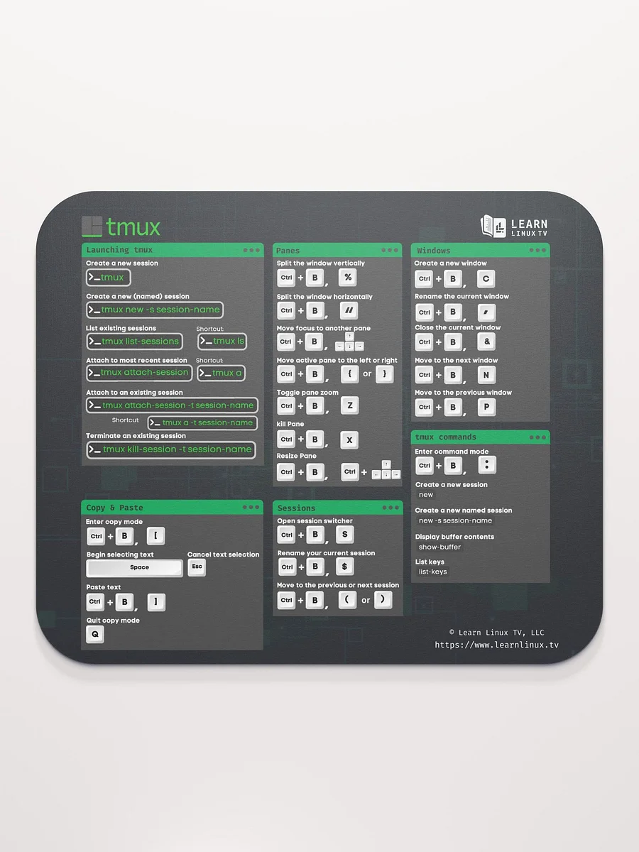 tmux Mouse Pad with Cheat Sheet | Learn Linux TV tmux Mouse Pad with Cheat Sheet | Learn Linux TV
