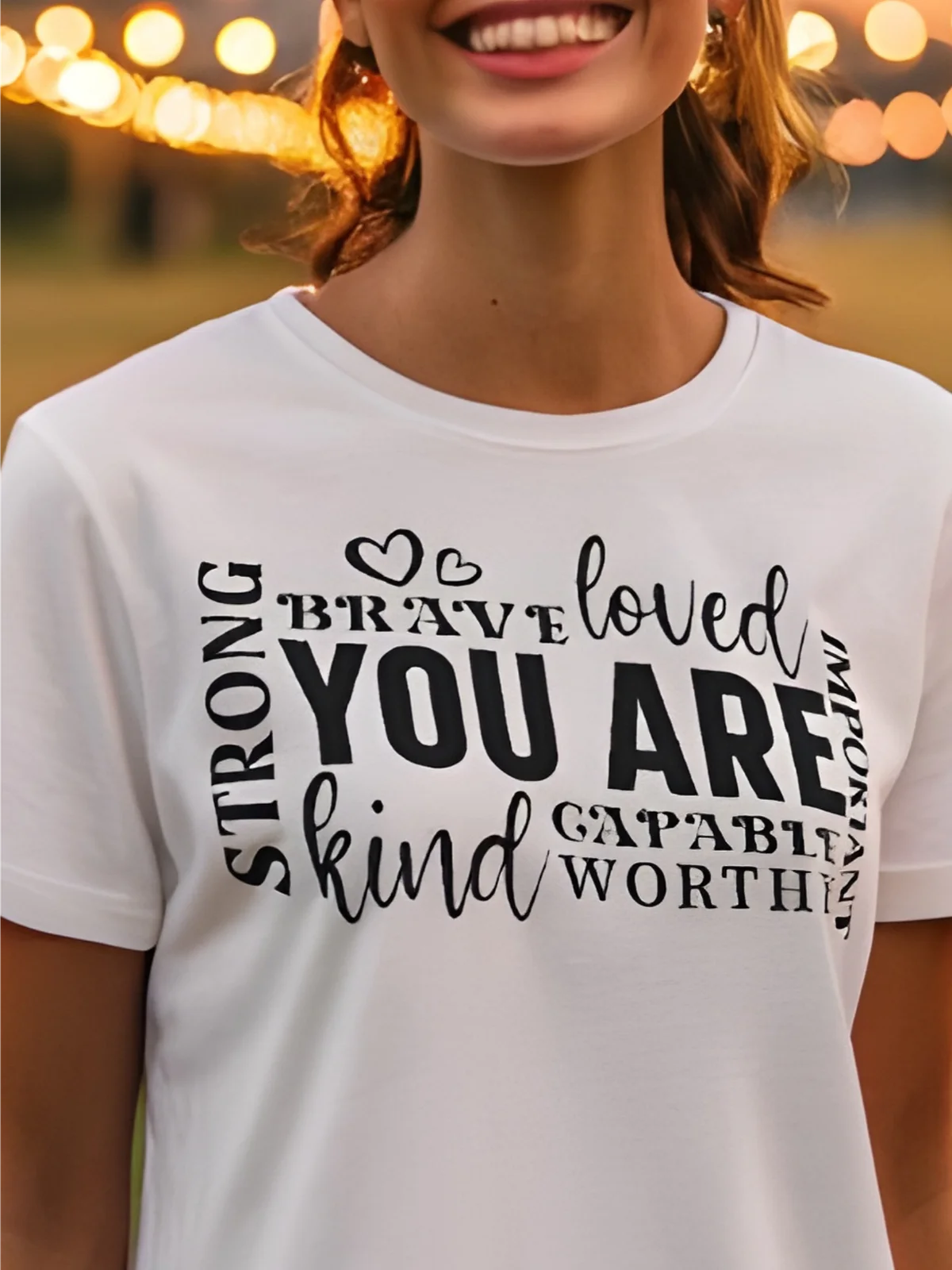 You Are Loved Strong Kind Brave - Women's White T-Shirt | Weekenders.co - Casual Women's T ...