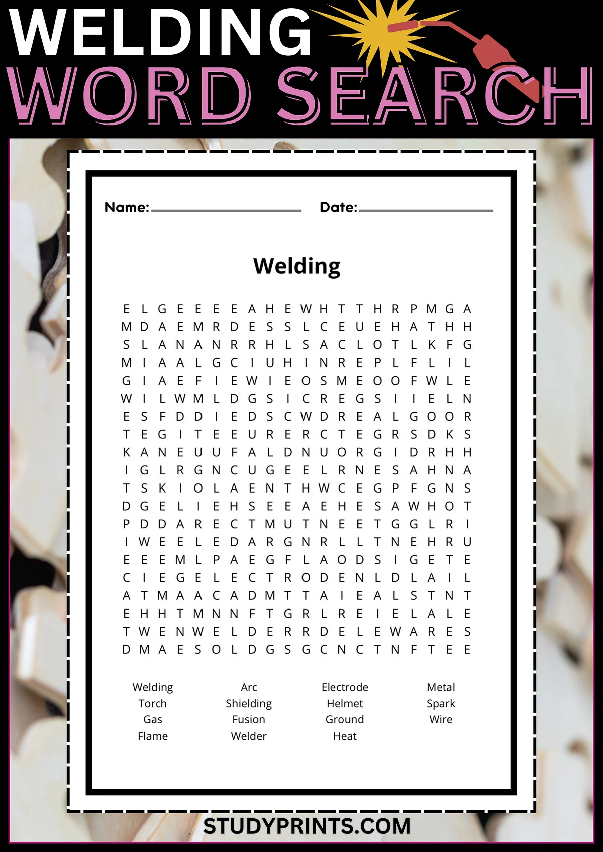 Welding Word Search Puzzle Printable | Study Prints