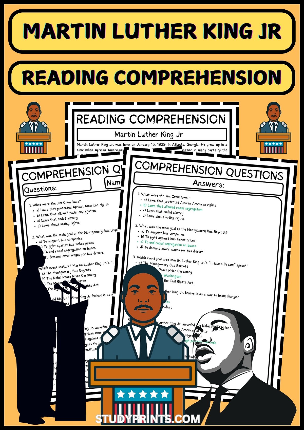 martin luther king jr reading comprehension | Study Prints