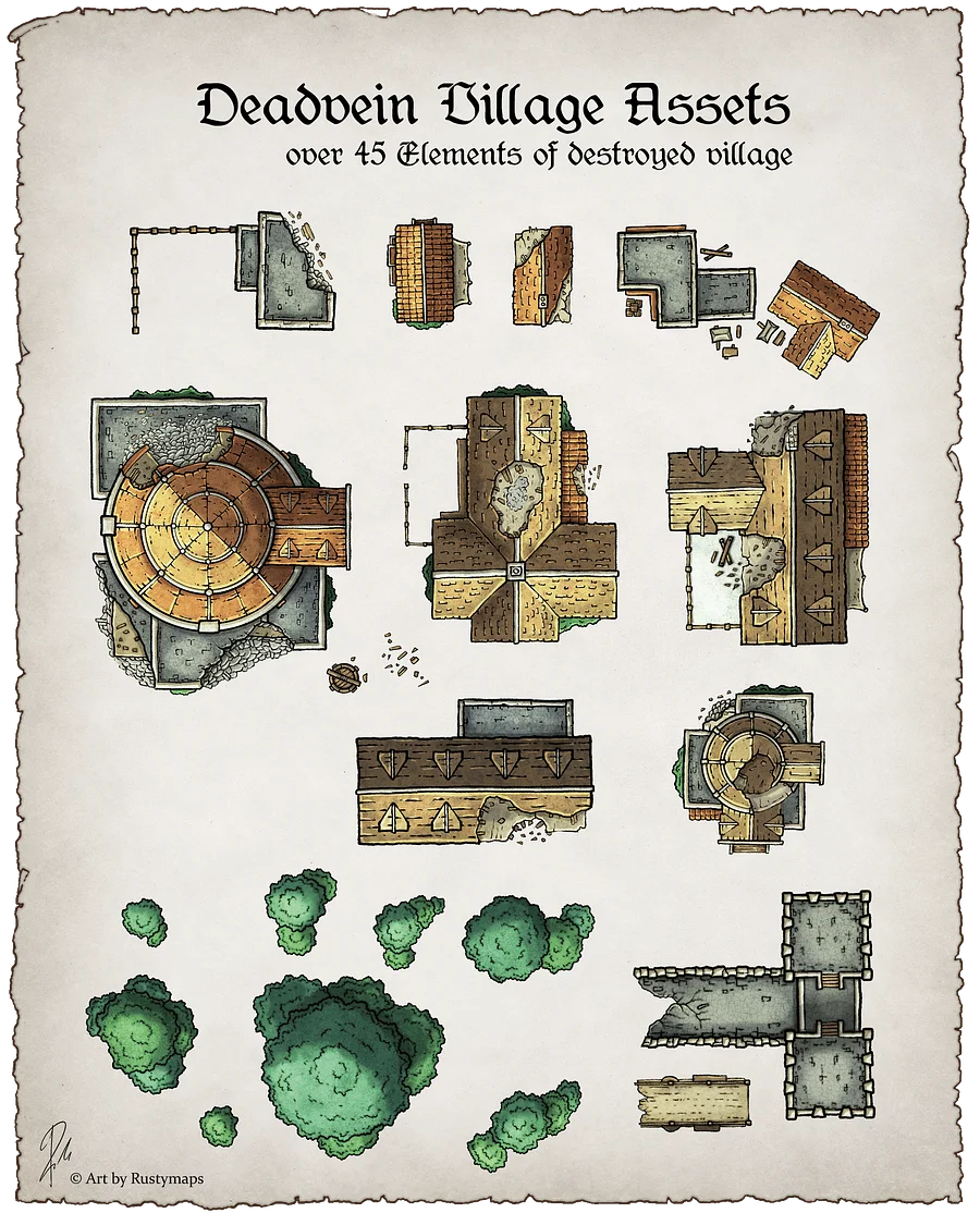 Destroyed Village Assets - Deadvein Village | Rustymaps