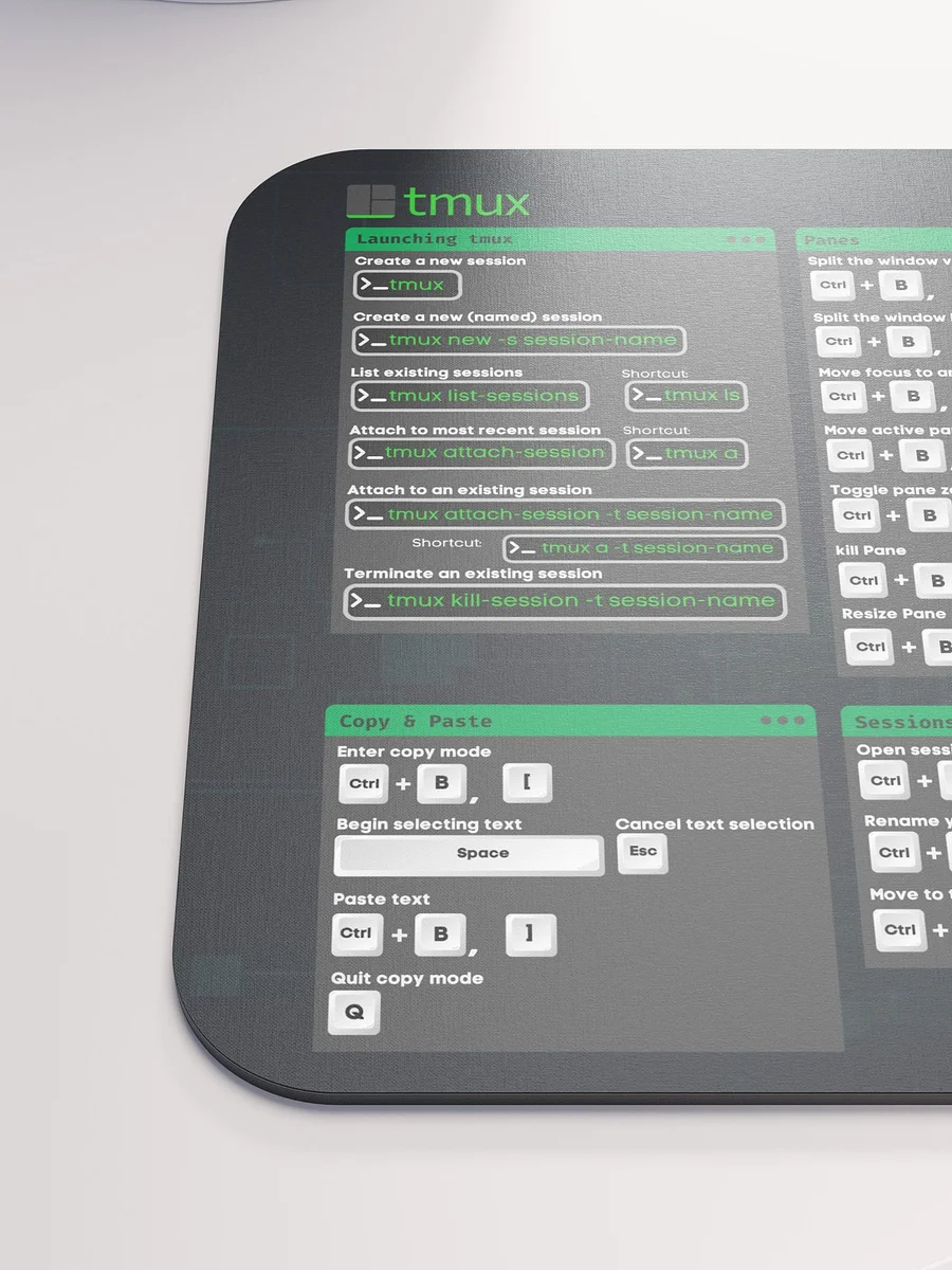 tmux Mouse Pad with Cheat Sheet | Learn Linux TV tmux Mouse Pad with Cheat Sheet | Learn Linux TV