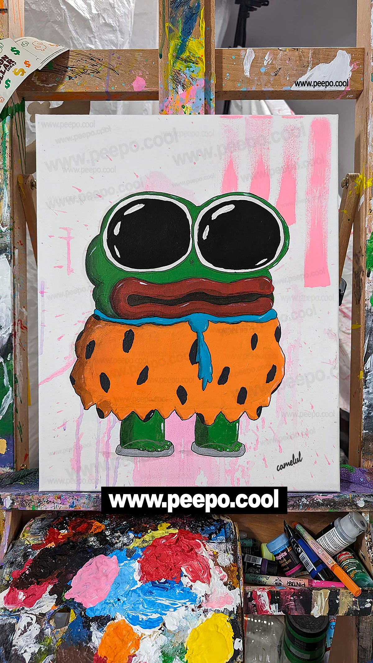 "FREDD" PEPE PAINTING | ORIGINAL CANVAS | peepo.cool