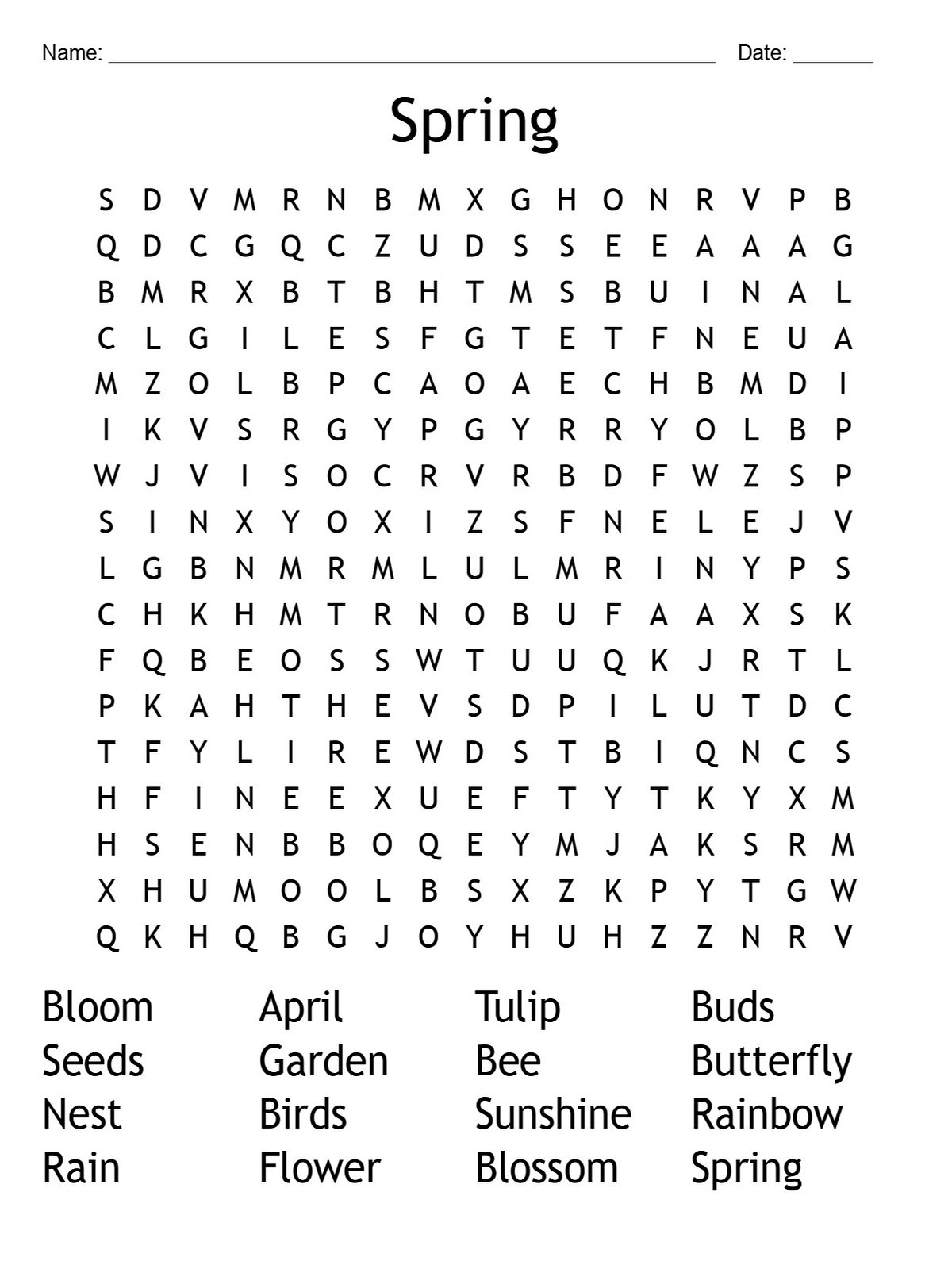 Printable Spring Word Search Puzzle | Learn Prints - The Learning ...