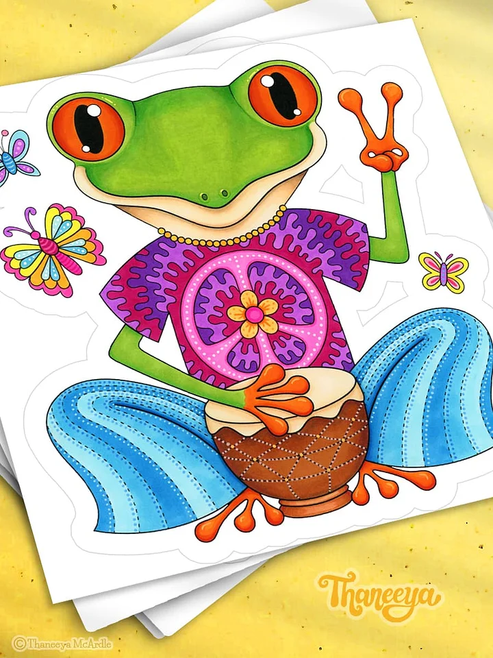 peace frog coloring pages