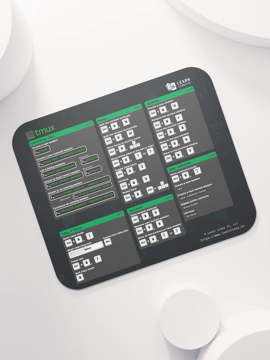 Tmux Mouse Pad With Cheat Sheet Learn Linux Tv