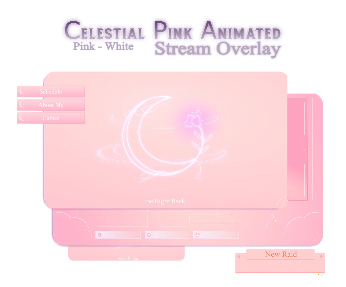 FREE PINK CELEARIAL Animated Overlay, Celestial twitch overlay animated, Pink overlay cute, Moon ...