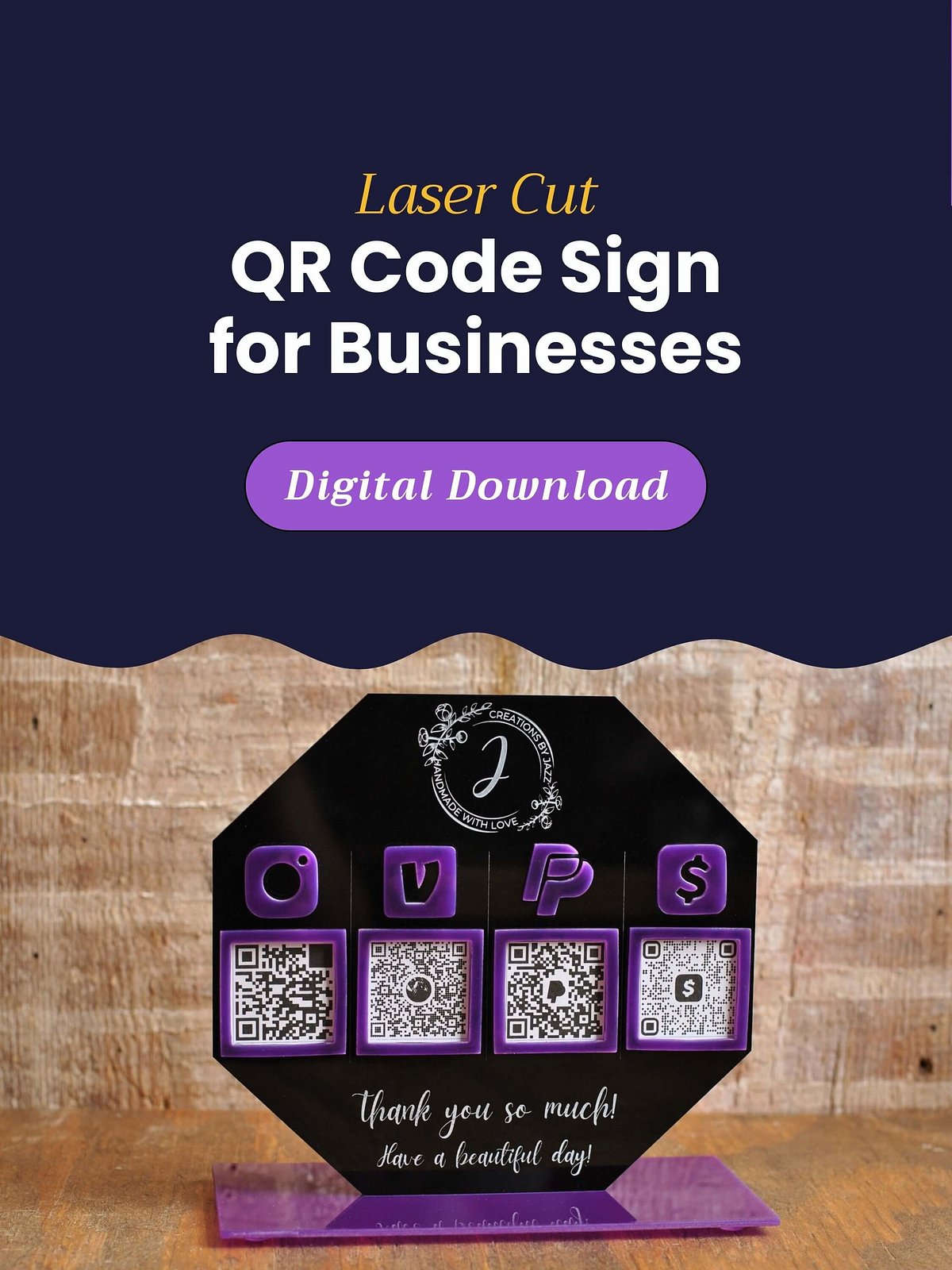 DIY QR Code Sign Template – Laser Cut SVG & XCS | Lina Makes