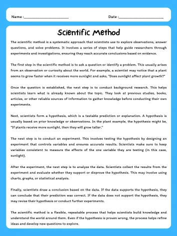 Scientific Method Reading Passage with Comprehension Questions | Learn ...