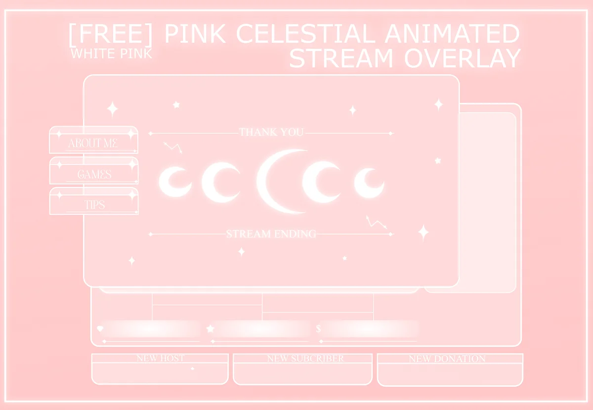 FREE PINK CELESTIAL ANIMATED STREAM OVERLAY, PINK STREAM OVERLAY, ANIMATED OVERLAY, CUTE PINK ...