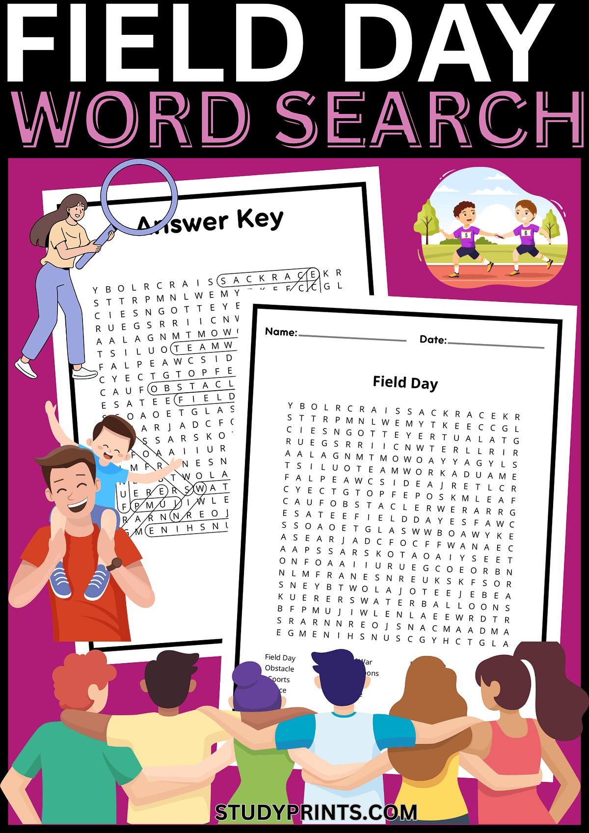Field Day Word Search Puzzle Printable | Study Prints