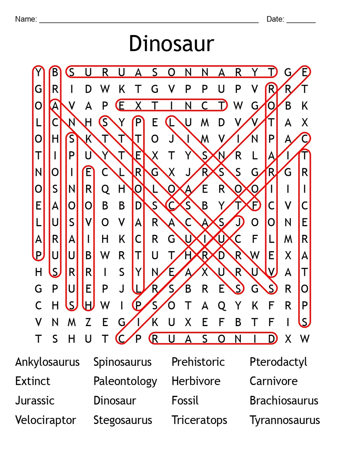 Printable Dinosaur Word Search Puzzle | Learn Prints - The Learning ...