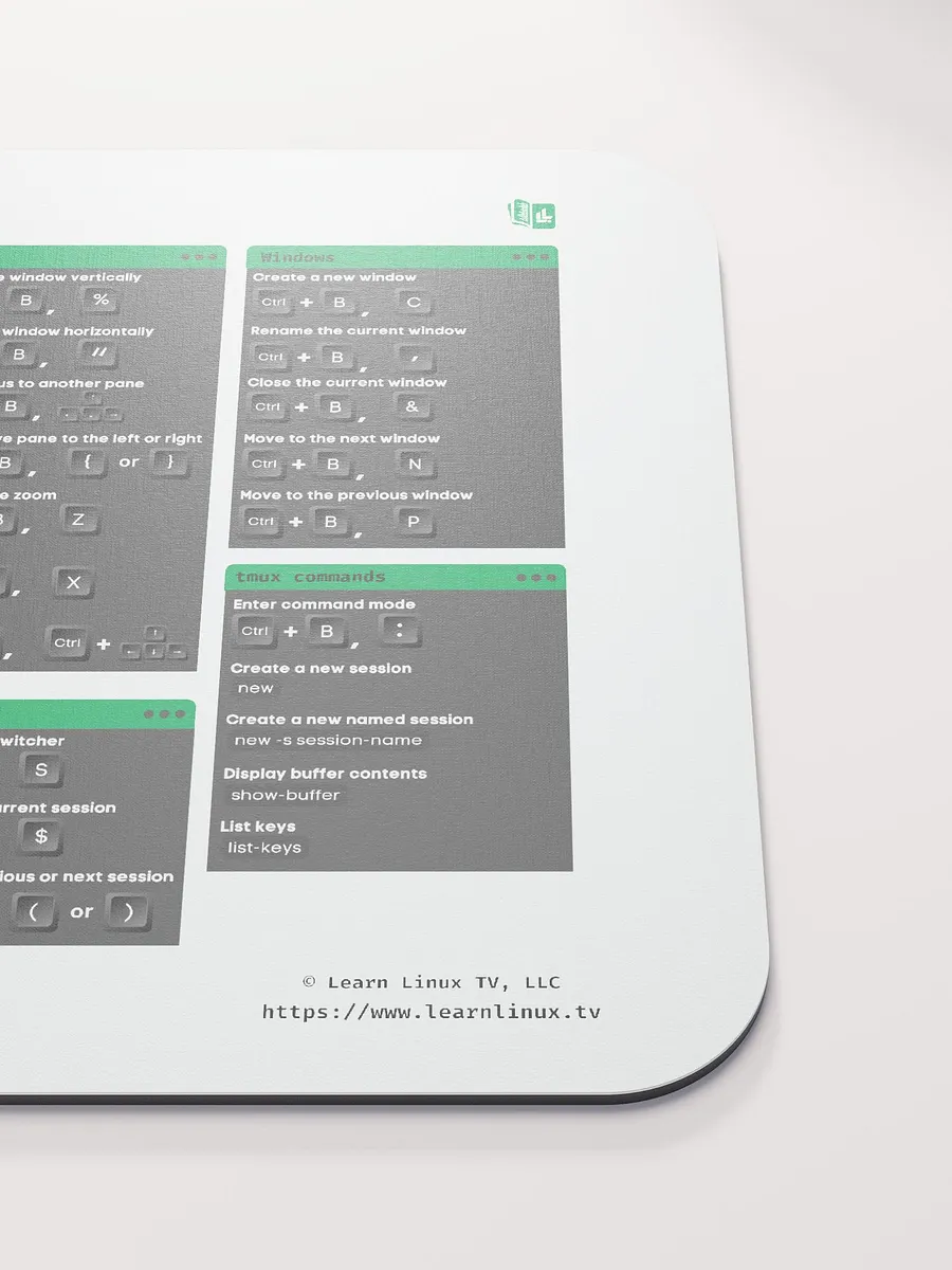 tmux Mouse Pad with Cheat Sheet (Color Variation) | Learn Linux TV tmux Mouse Pad with Cheat Sheet (Color Variation) | Learn Linux TV