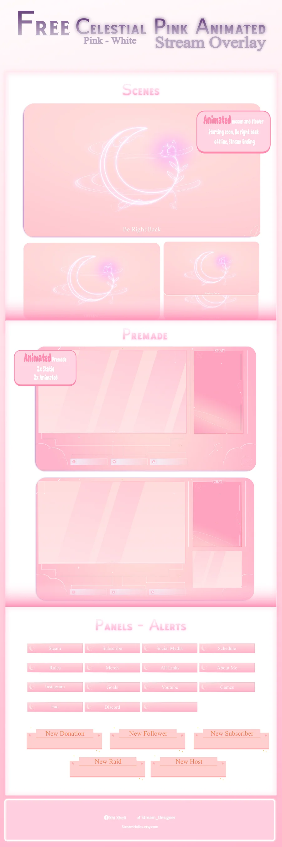 FREE PINK CELEARIAL Animated Overlay, Celestial twitch overlay animated, Pink overlay cute, Moon ...