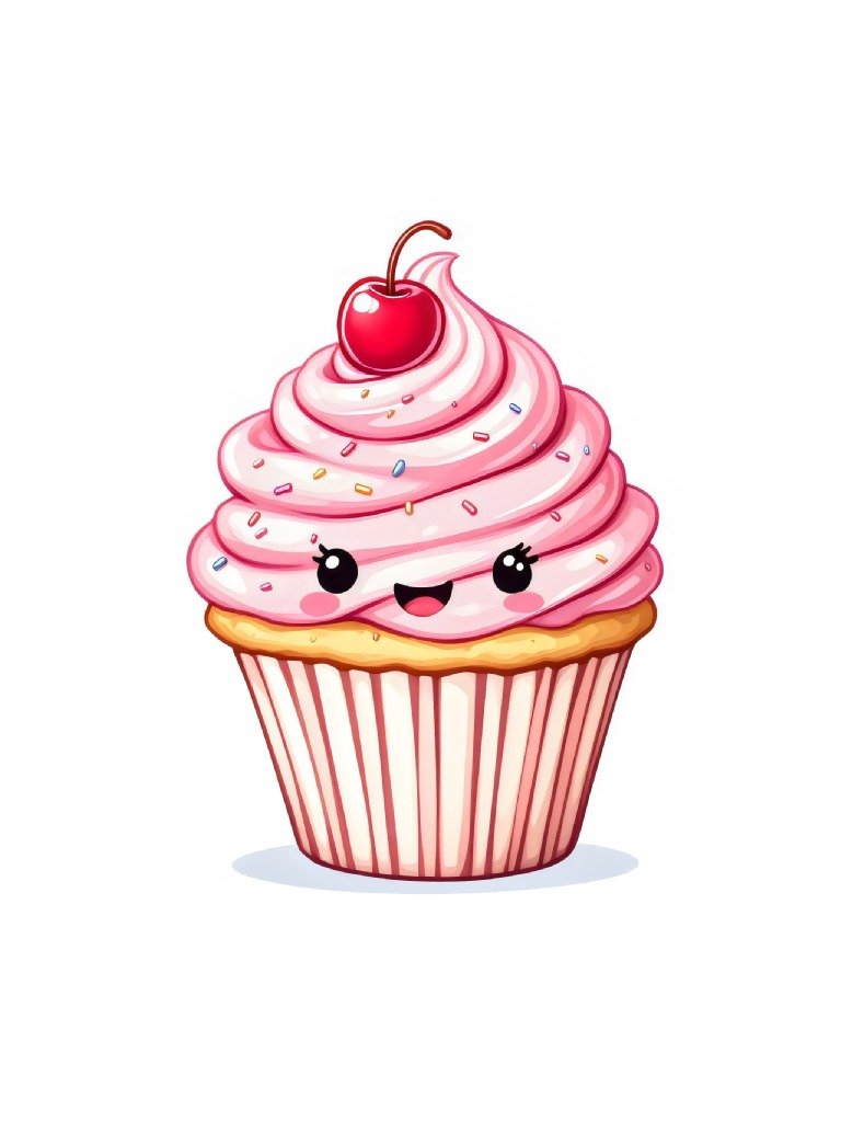 16 Elegant Kawaii Cupcake Clipart Designs, Cute Cupcake Illustrations ...