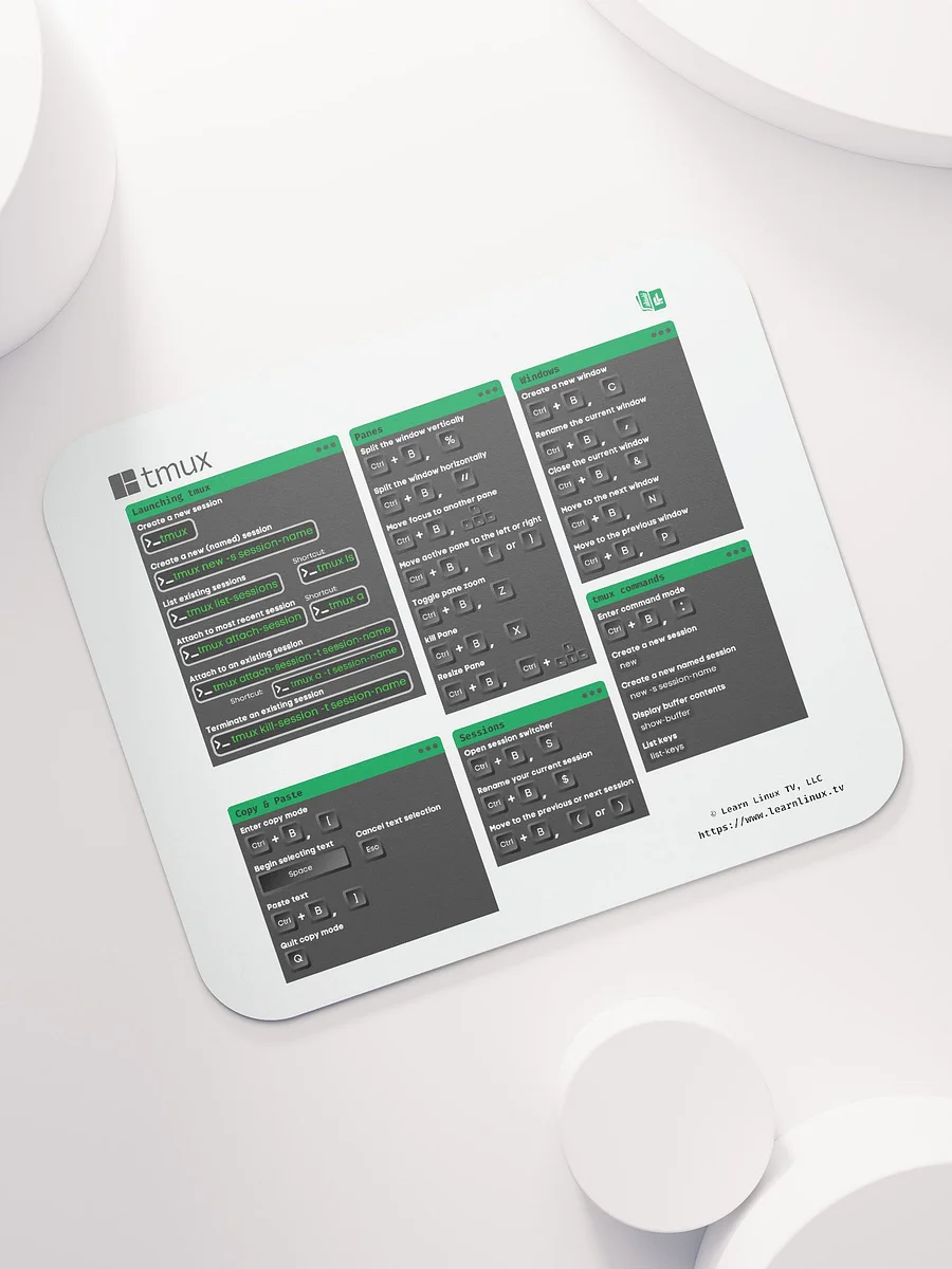 tmux Mouse Pad with Cheat Sheet (Color Variation) | Learn Linux TV tmux Mouse Pad with Cheat Sheet (Color Variation) | Learn Linux TV