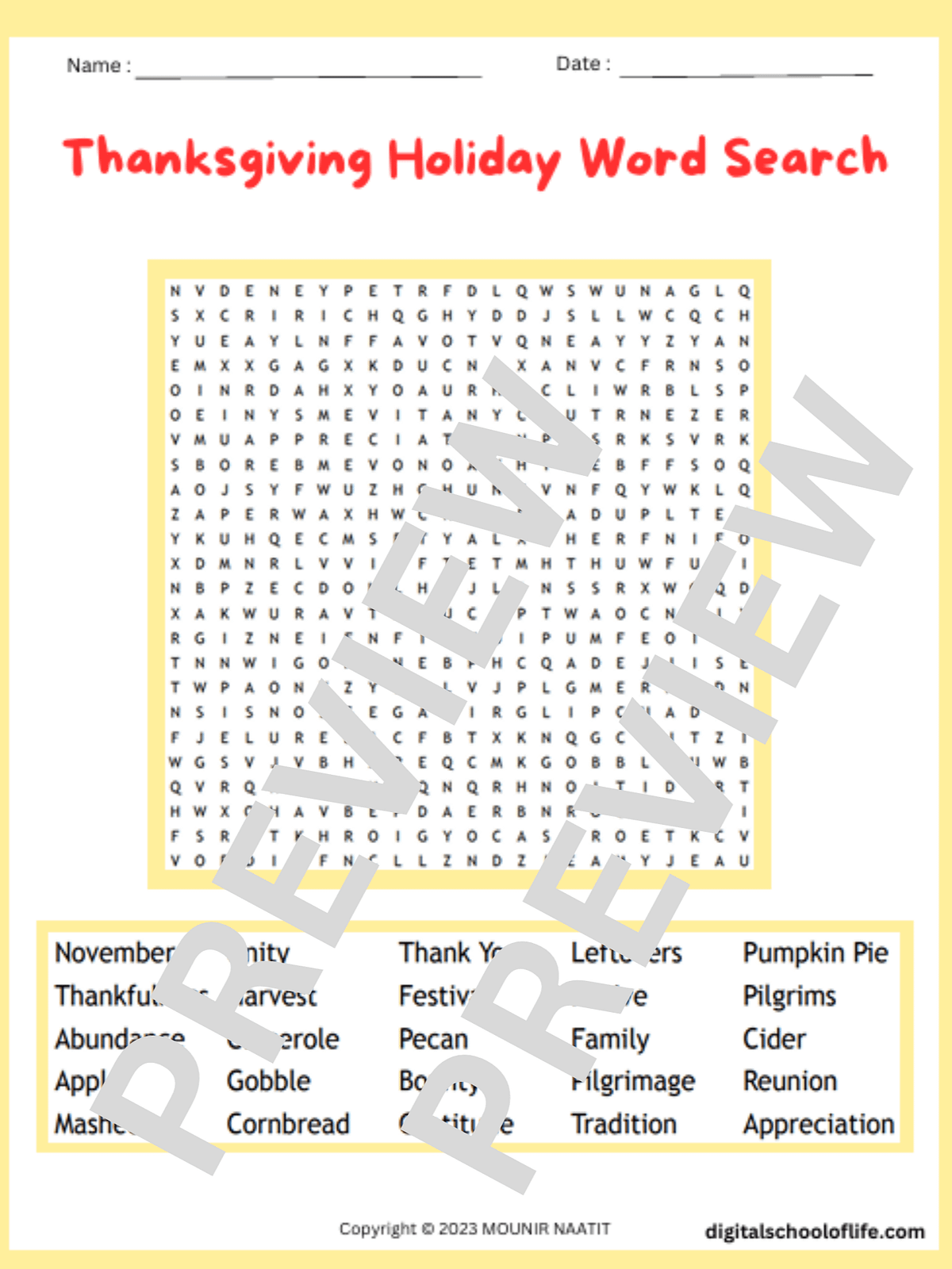 Thanksgiving Holiday Word Search, Thanksgiving Word Search Puzzle, Free ...
