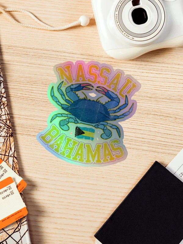 Nassau Bahamas Sticker Holographic Bahamas Flag Crab Bahamas Souvenirs Online Quality