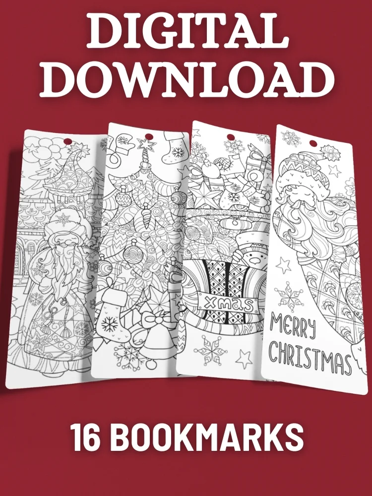 Printable Christmas Coloring Bookmarks - 2" x 6" | Larkspur and Tea
