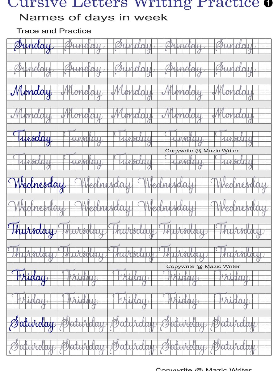 straight cursive handwriting practice worksheets | for kids, beginner ...