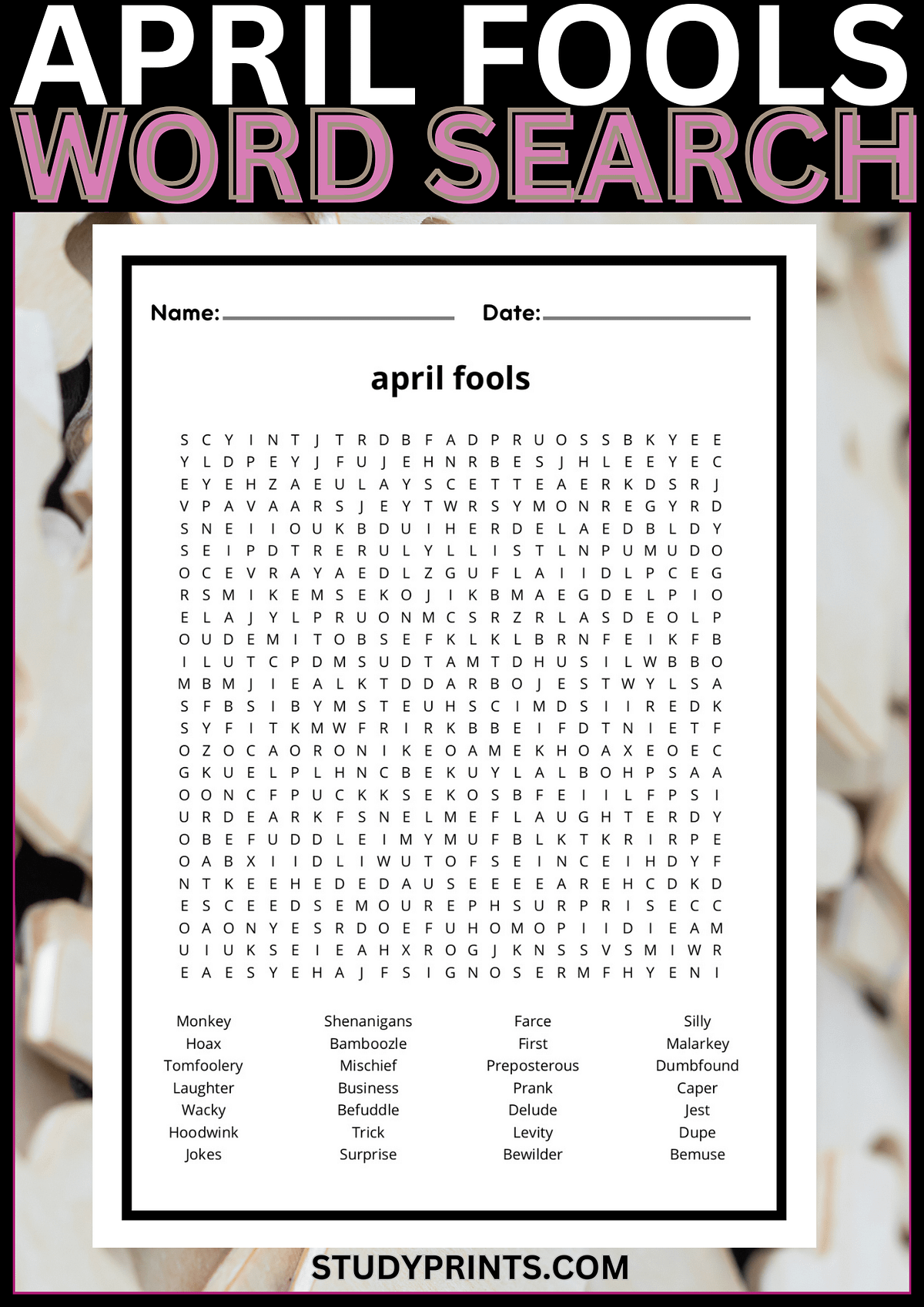 April Fools Word Search Puzzle Printable | Study Prints