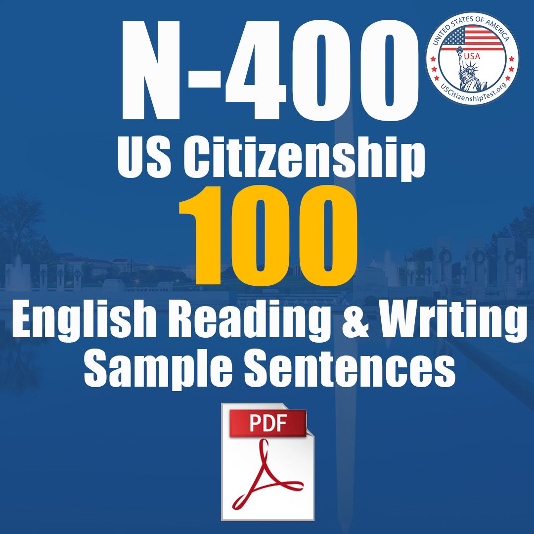 100 English Reading and Writing Test Sample Sentences v5 | Citizenship ...