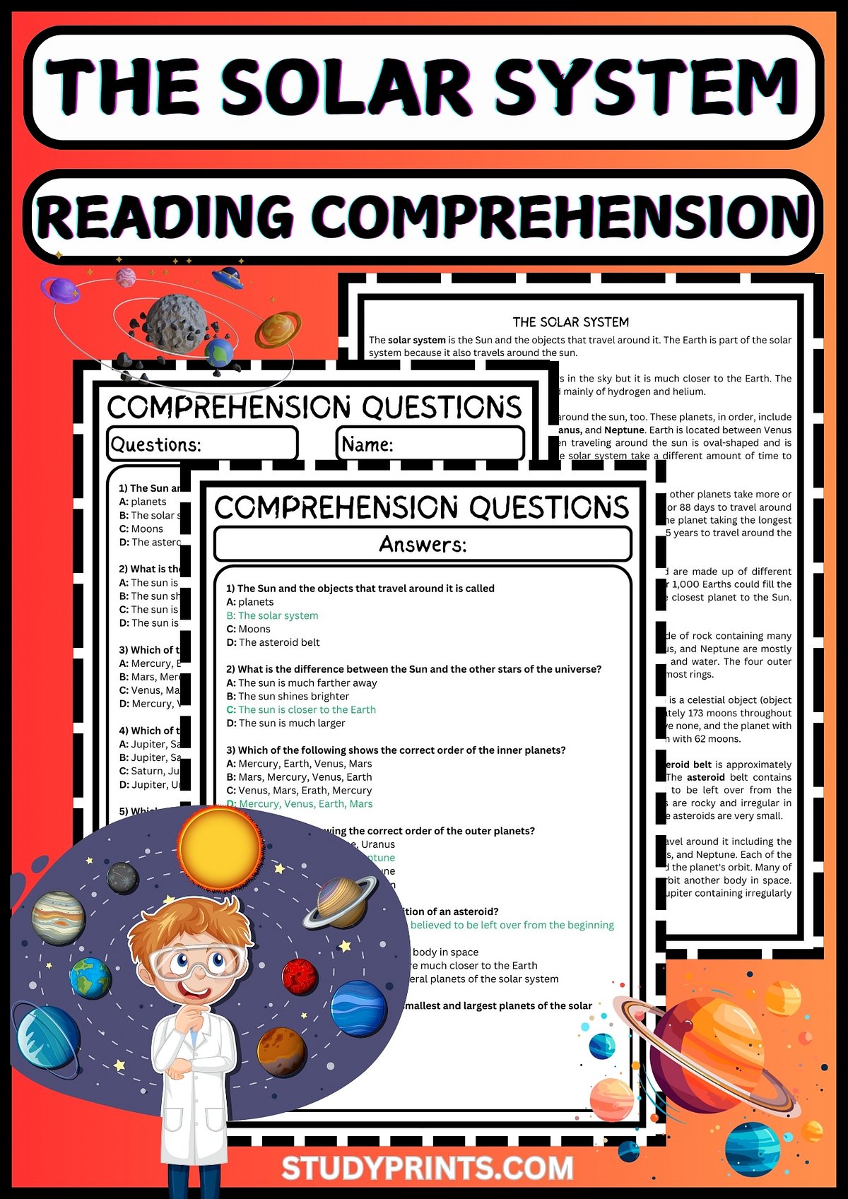 solar system reading comprehension middle school | Study Prints