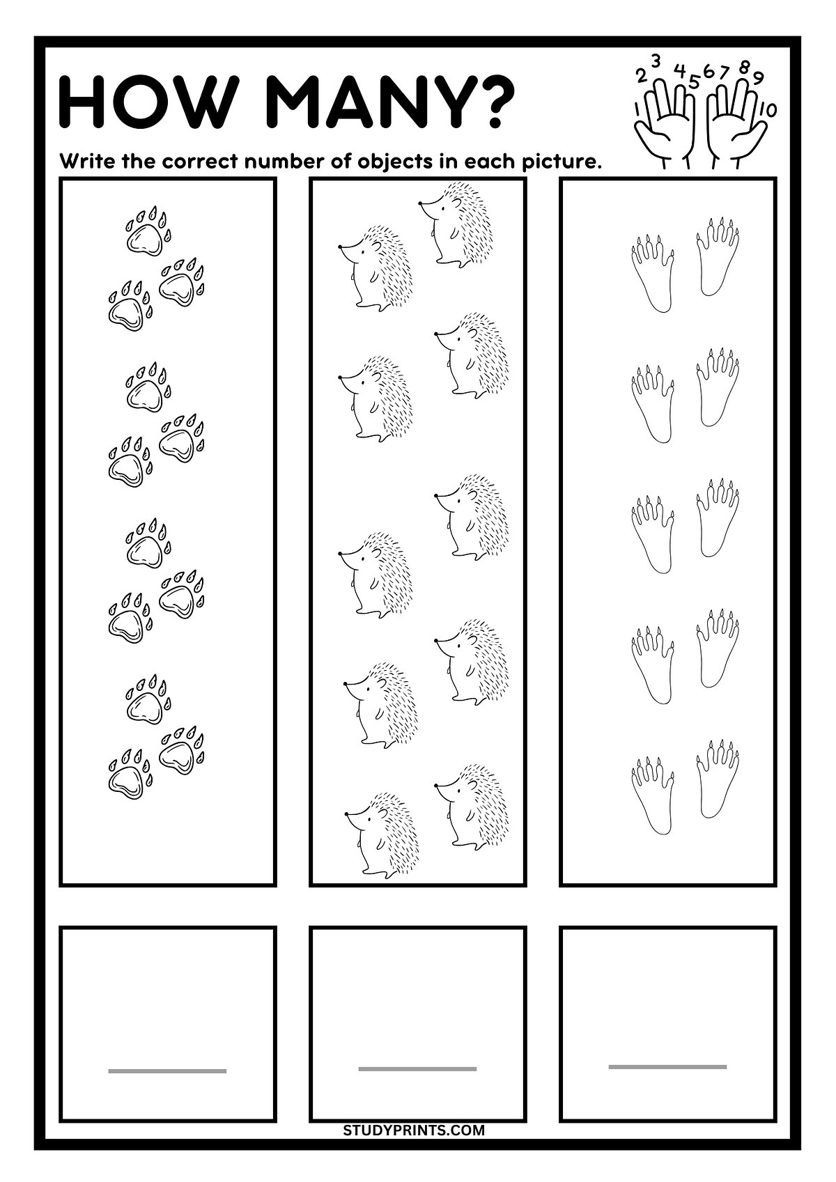 kindergarten math worksheets how many | Study Prints